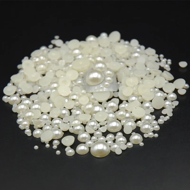 Хисенли полужемчуг акрил 2-8 мм белый/слоновая кость 2000 шт White
