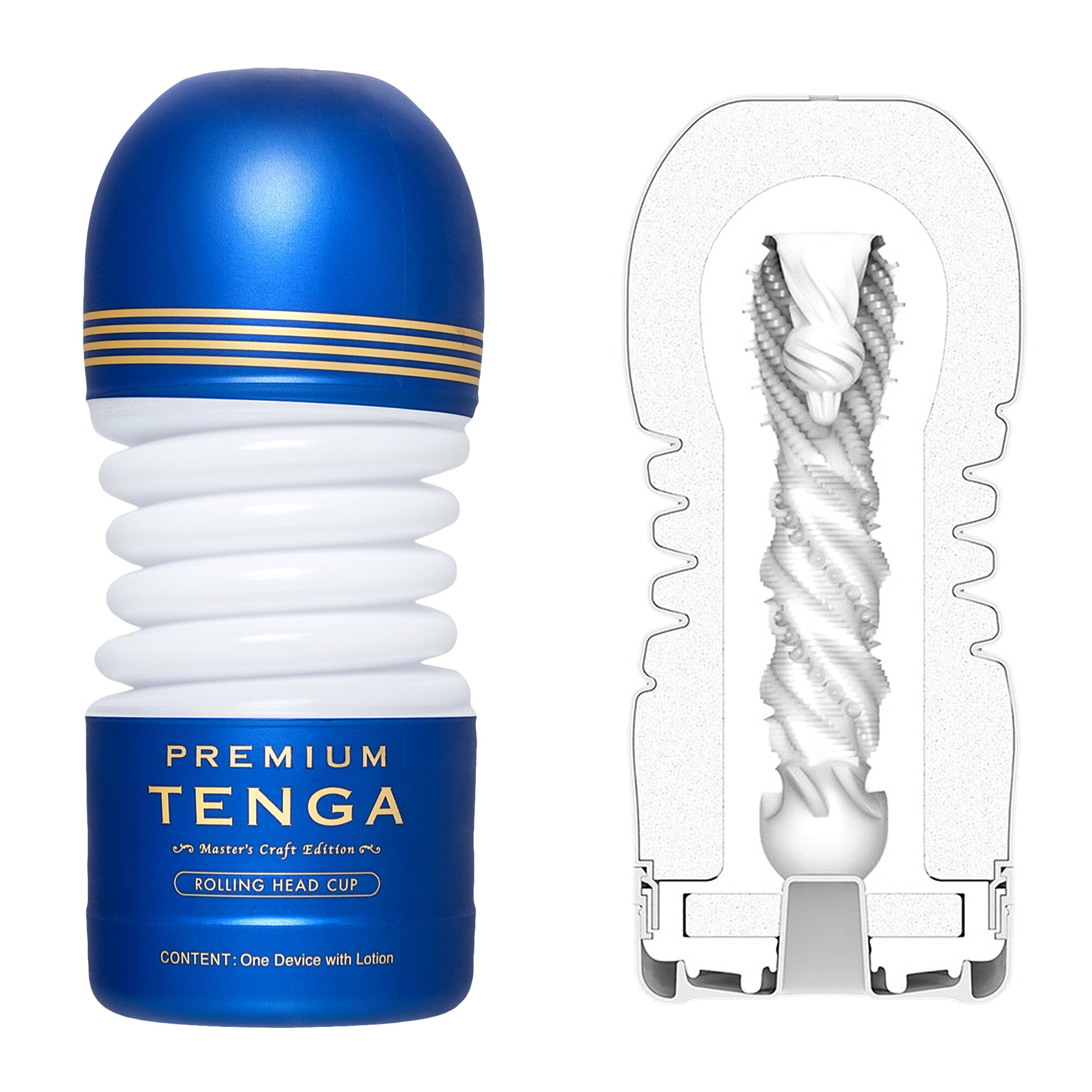 Мастурбатор Tenga Premium Rolling Head Cup с вращающейся головкой, синий