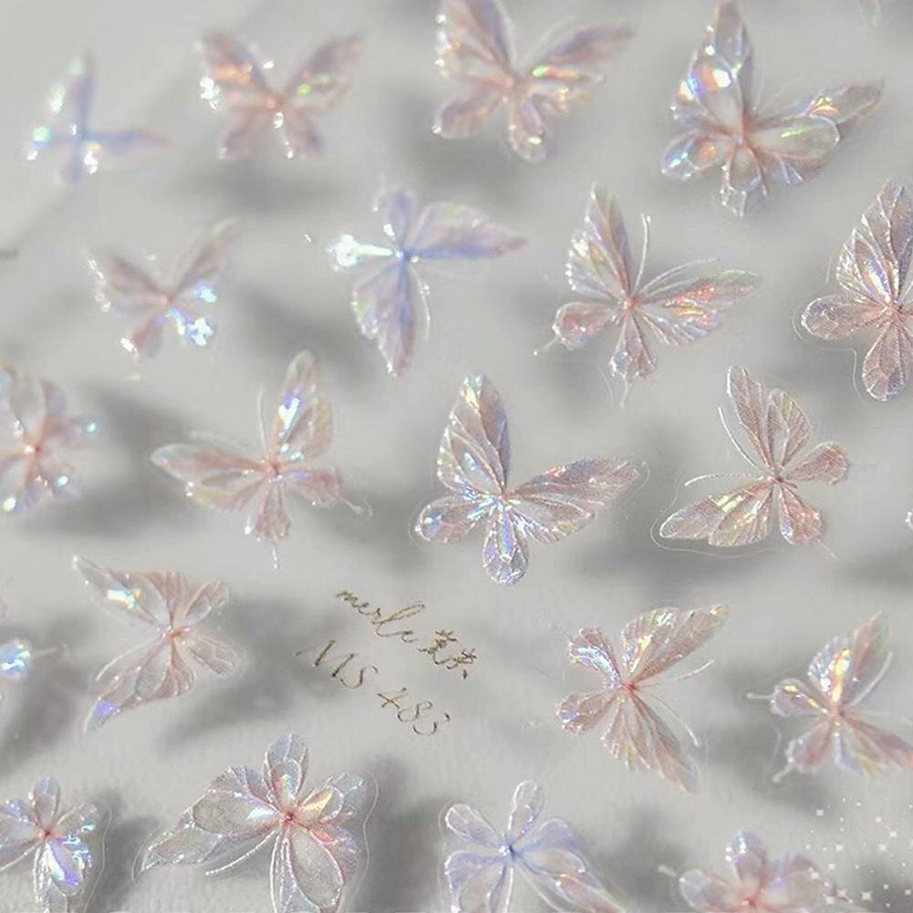 1 шт. блестящие наклейки для ногтей в виде бабочек, красивое украшение для нейл-арта