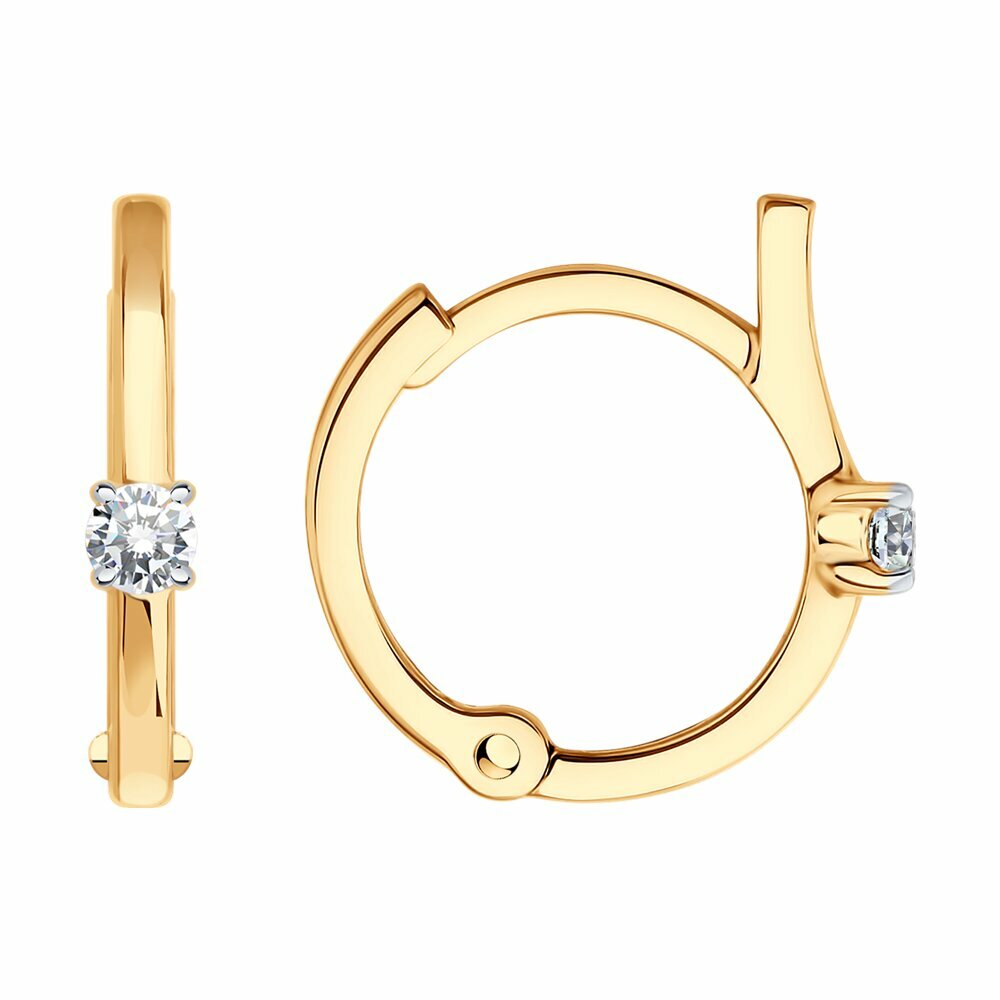 Серьги, красное золото, 585 проба, фианит