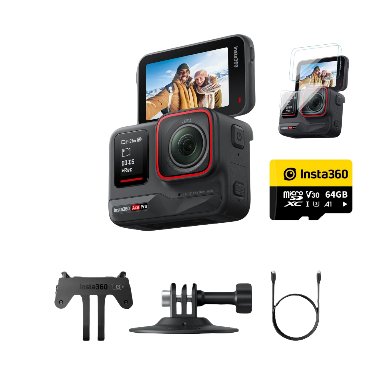 Экшн-камера Insta360 Ace Pro Standard Bundle с картой памяти 64 ГБ