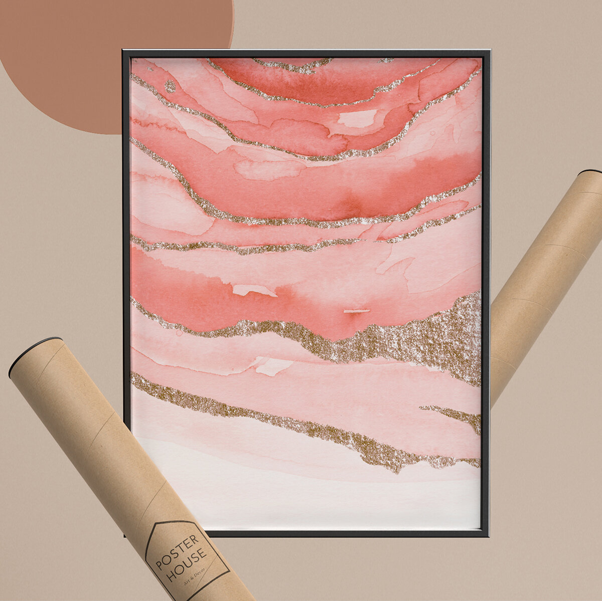 Постер Абстракция минимализм 30х40 см без рамы/ Абстрактный, минималистичный плакат/ Акварель, фигуры/ Эстетичный розовый плакат, постер для интерьера, декор стен