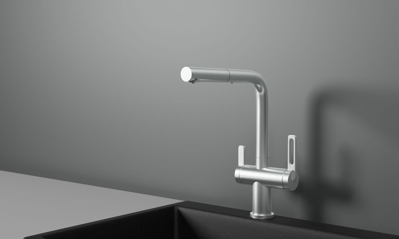 GR-8170, нерж, Смеситель Кухонный с выдвижным изливом