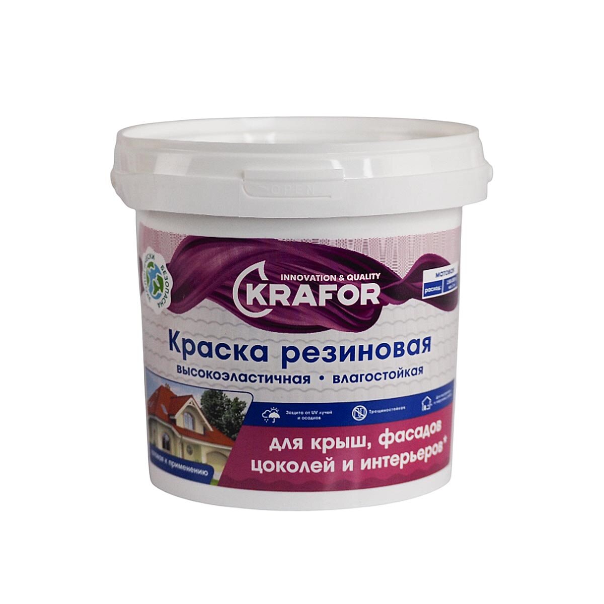 Краска резиновая Krafor, шелковисто-матовая, база C, бесцветная, 1,4 кг