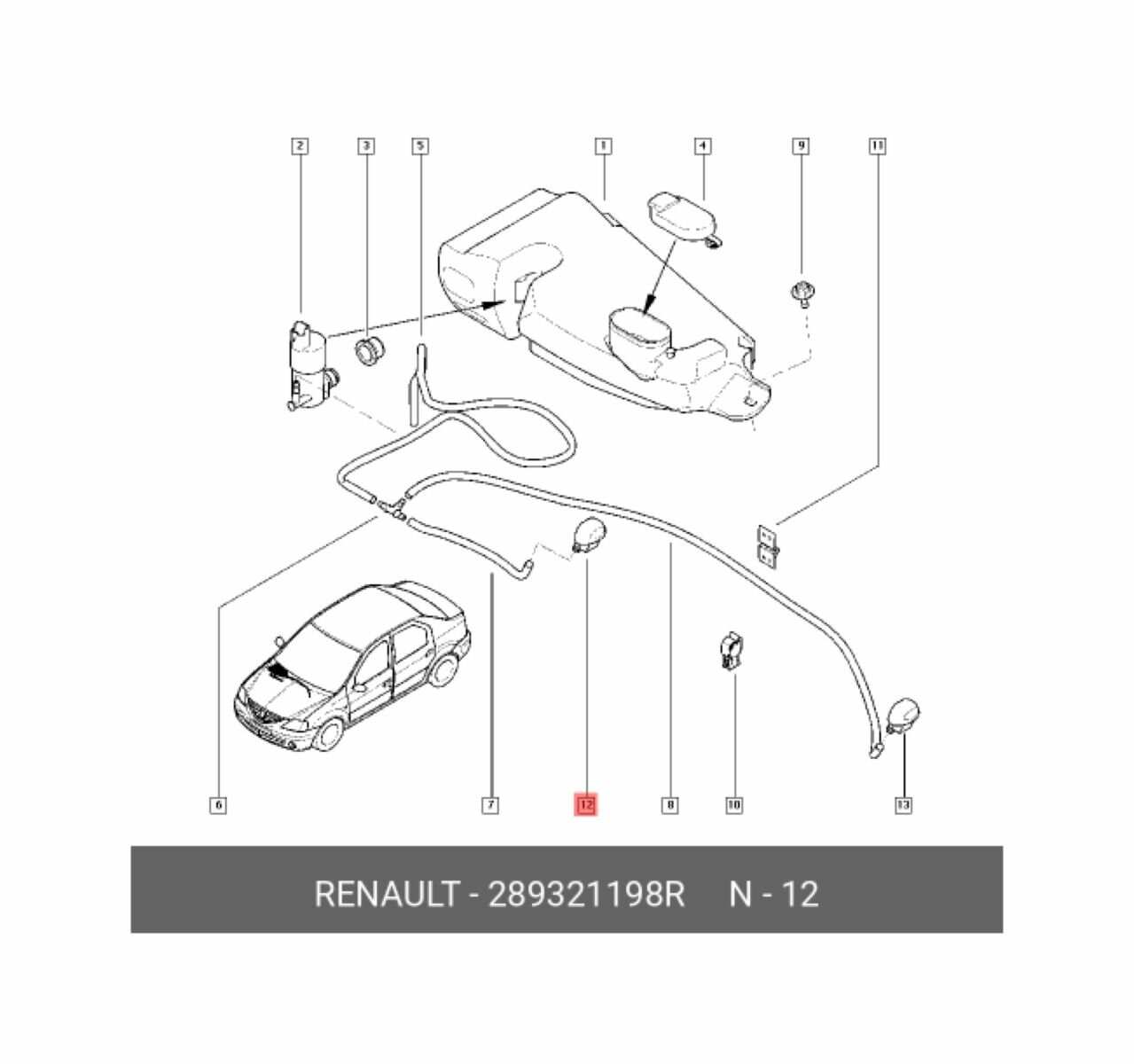Форсунка Омывателя Ветрового Стекла(Renault 289321198R)