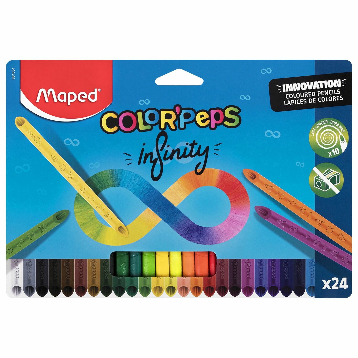 Цветные карандаши Maped "Infinity", монолитные, 24 оттенка, трехгранные