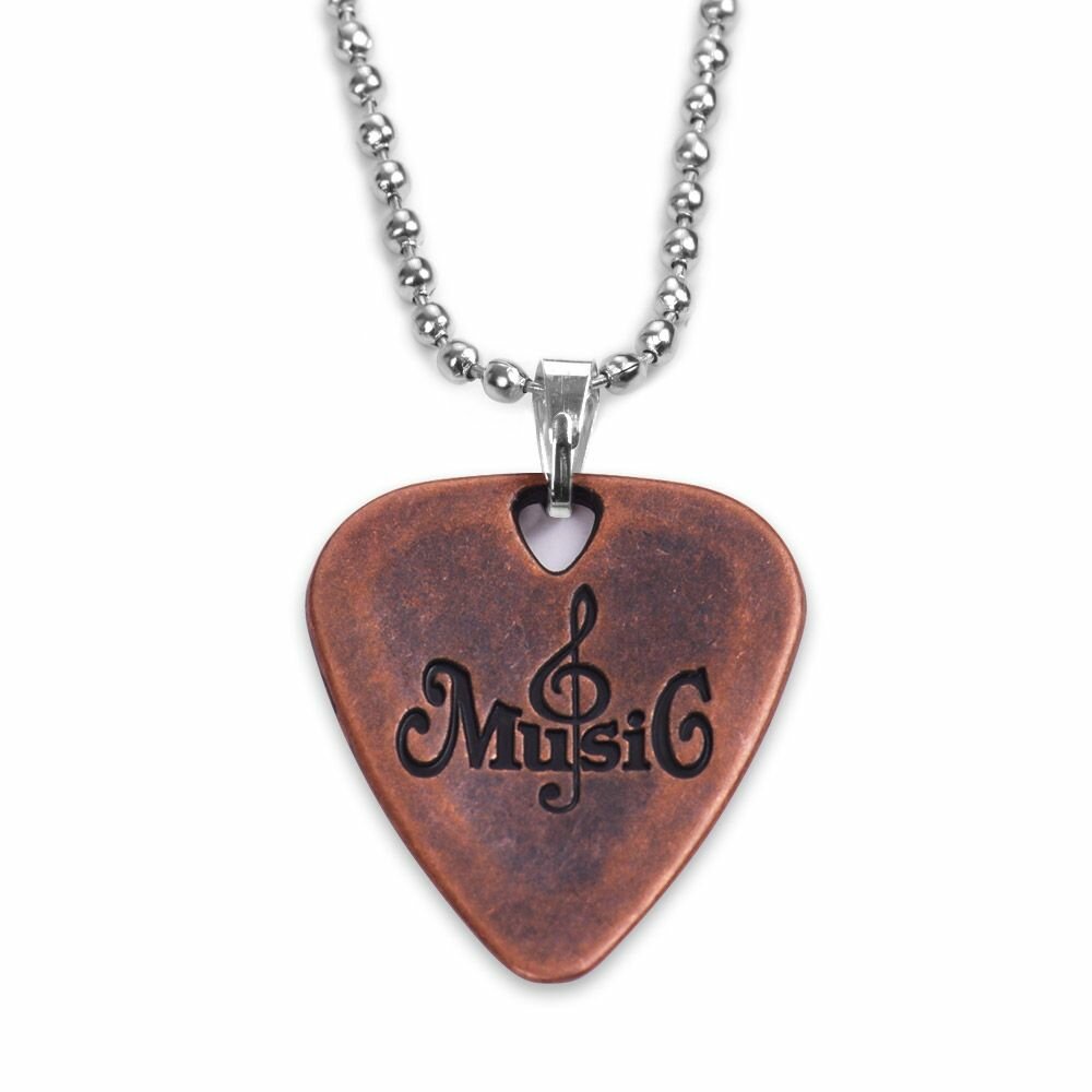 Металлическое ожерелье-медиатор для гитары 1,2 мм из цинкового сплава с цепочкой из шариков, ювелирное украшение в подарок любителям музыки для мужчин и женщин