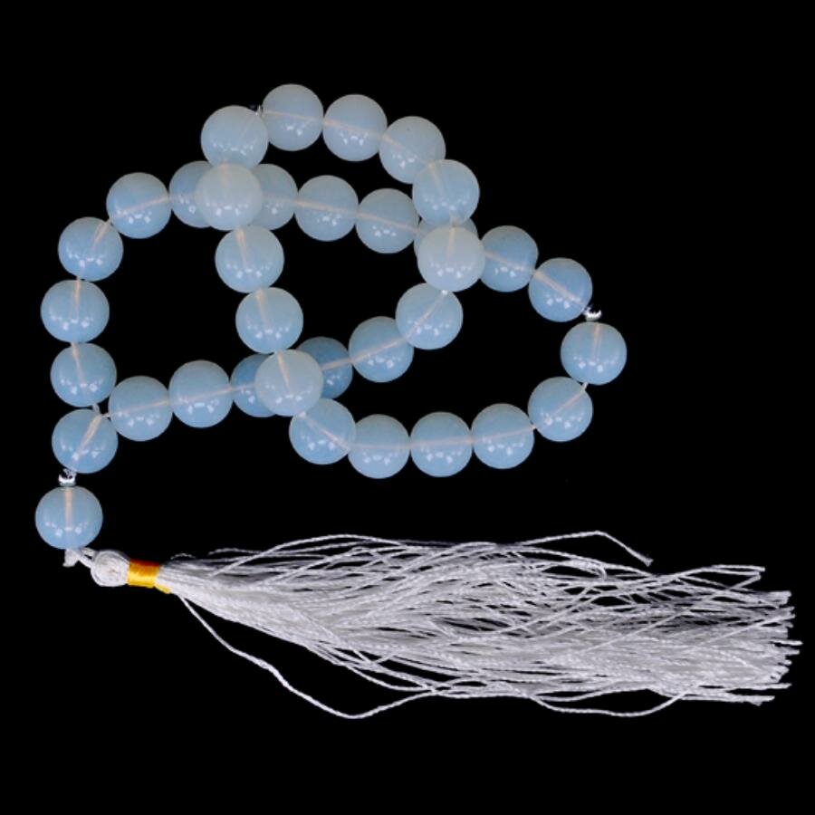 Чётки из синтетического камня лунный камень (33 бусины по 12 мм.), 1 шт.