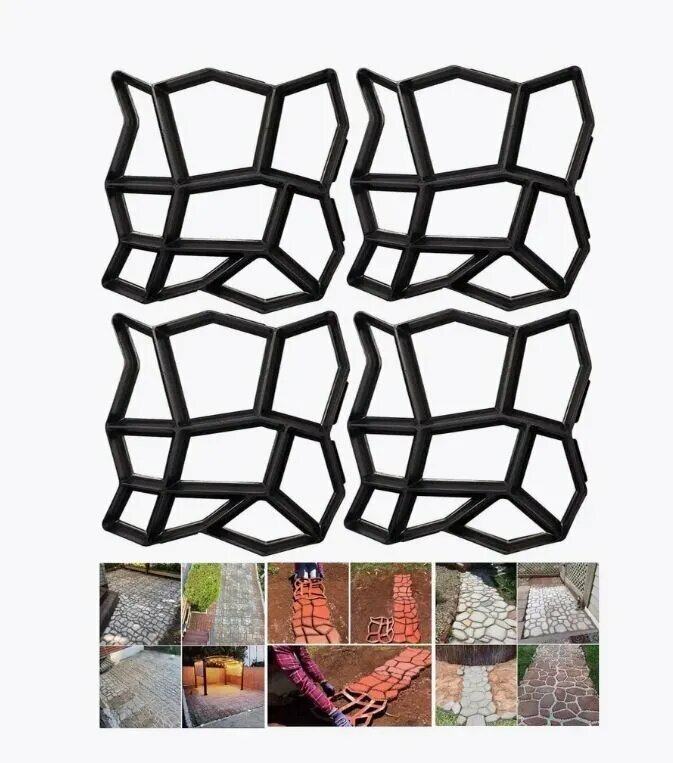 4 ШТ Многоразовая цементная форма для тротуарной плитки для газона, террасы, двора, сада