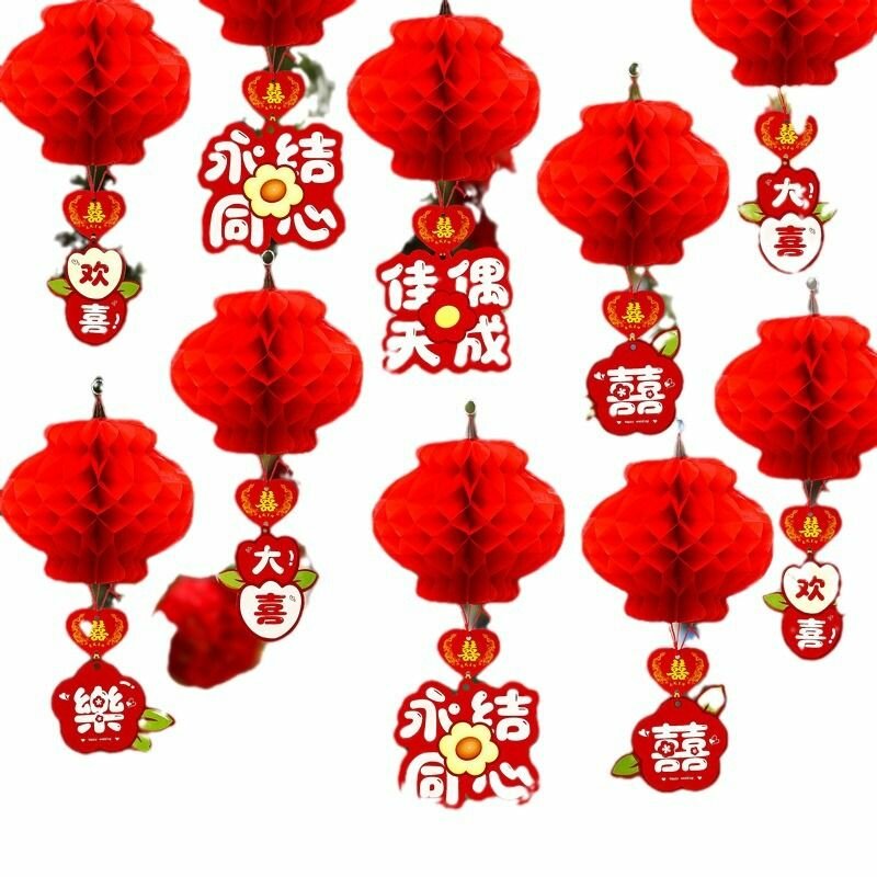 Новогодние красные бумажные фонарики, свадебные украшения фонарики,1шт