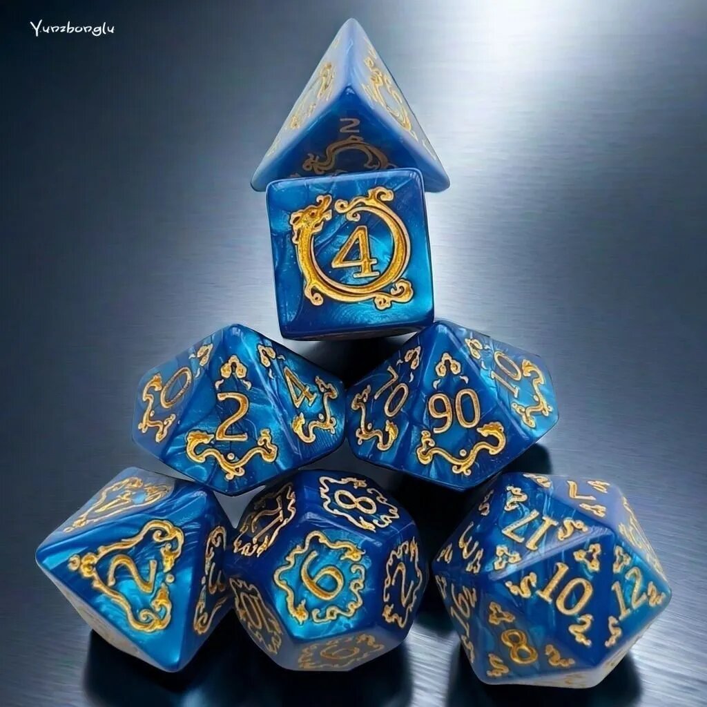 Yunzhonglu Кости игральные, дайсы, кубики для DnD (ДнД) 7 шт