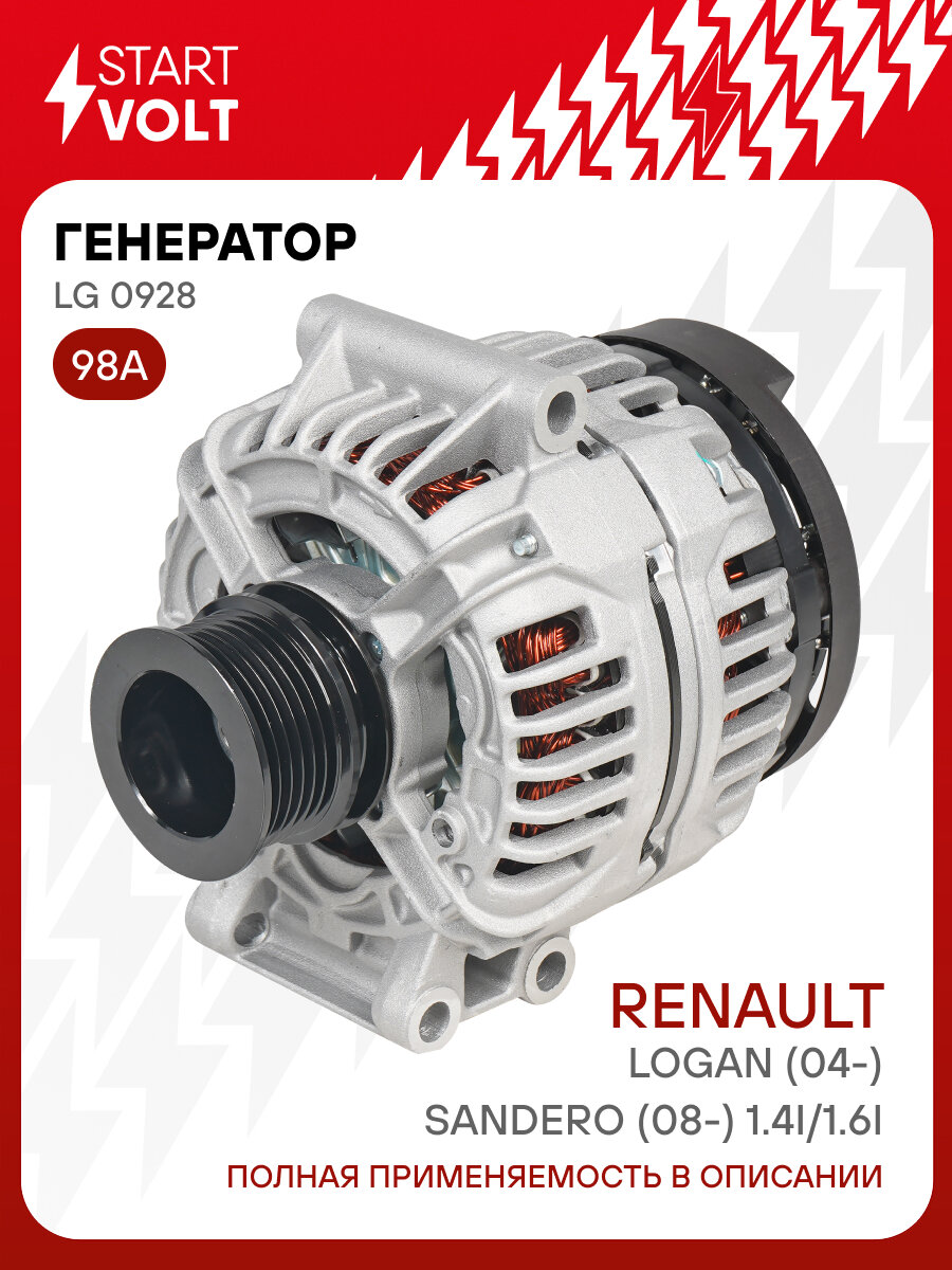 Генератор для автомобилей Renault Logan (04-)/Sandero (08-) 98 А LG 0928
