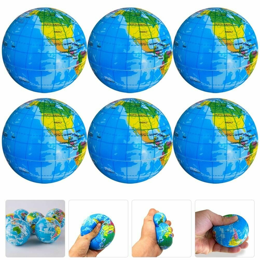Глобус антистрессовый для детей и взрослых мягкий мяч с картой мира для снятия напряжения и обучения географии
