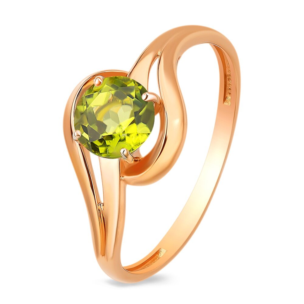 Кольцо, красное золото, 585 проба, хризолит