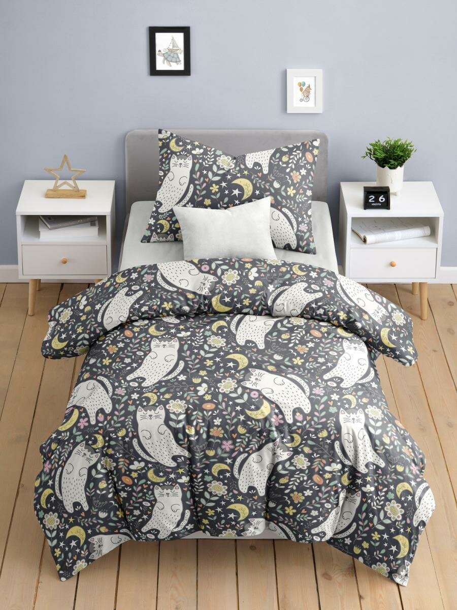 Детское Постельное белье 1.5-спальное Бязь (наволочка 50х70) Ночь Нежна Пушок 500485-1+510333-17