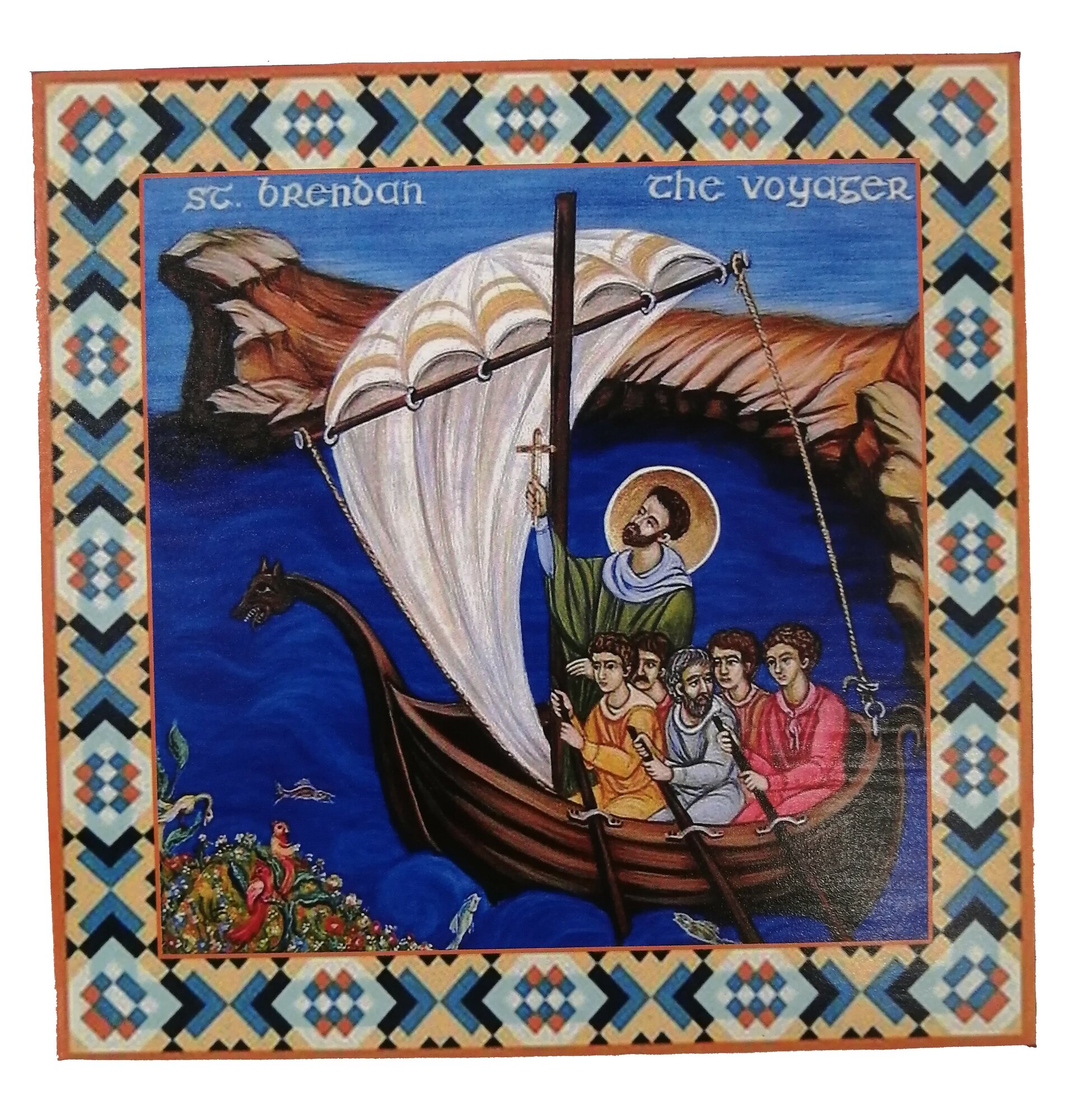 Достопочтенный Брендан Путешественник, аббат Клонфертский и чудотворец покровитель мореплавателей - православная икона