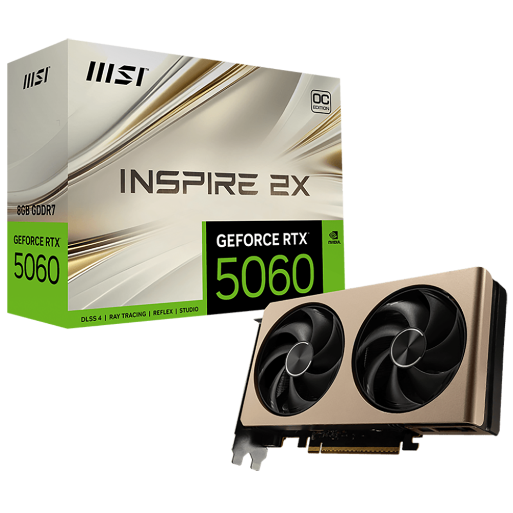 Видеокарта MSI RTX5060 INSPIRE 2X OC 8GB GDDR7 128bit 3xDP HDMI 2FAN RTL