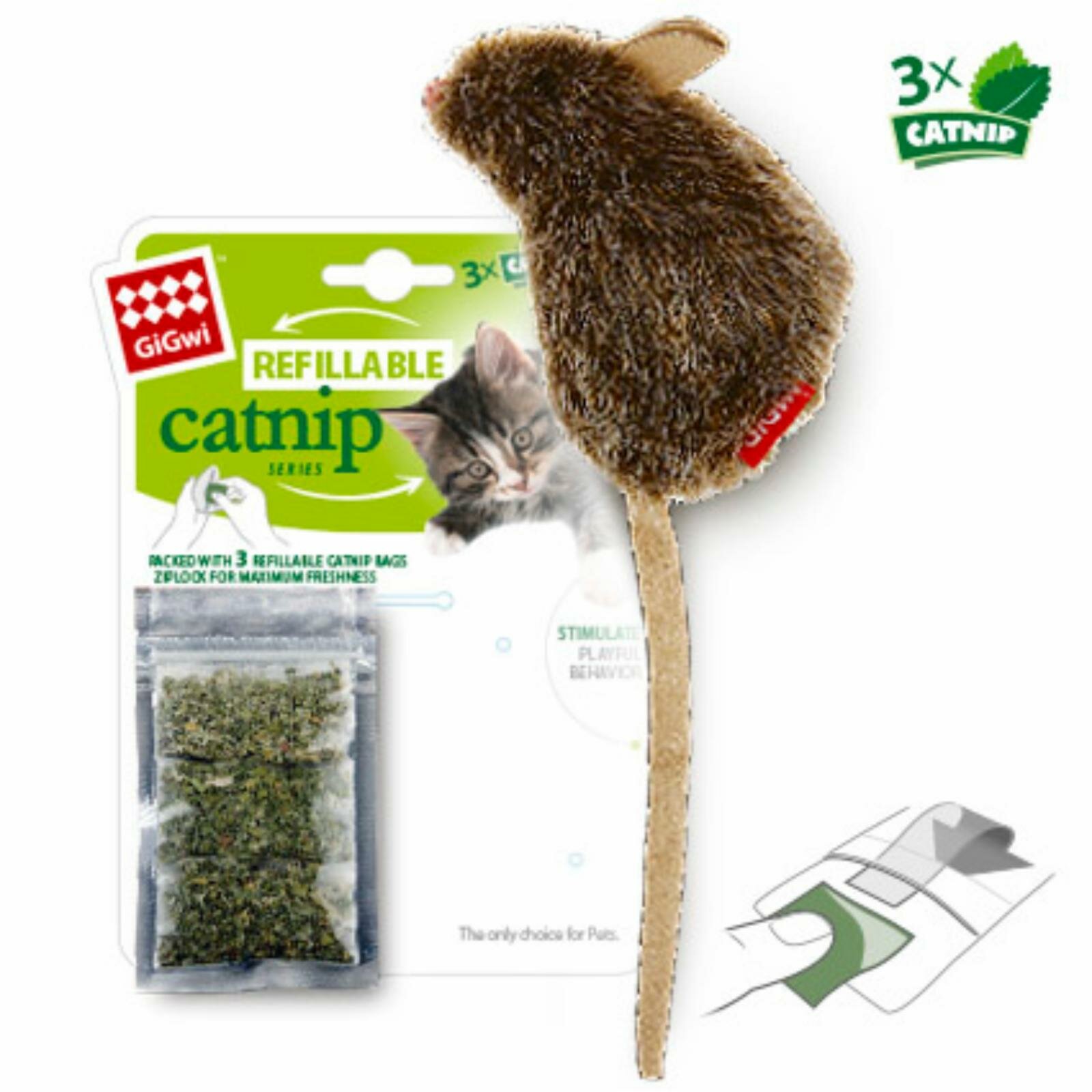 Мышка, игрушка с кошачьей мятой, 10 см