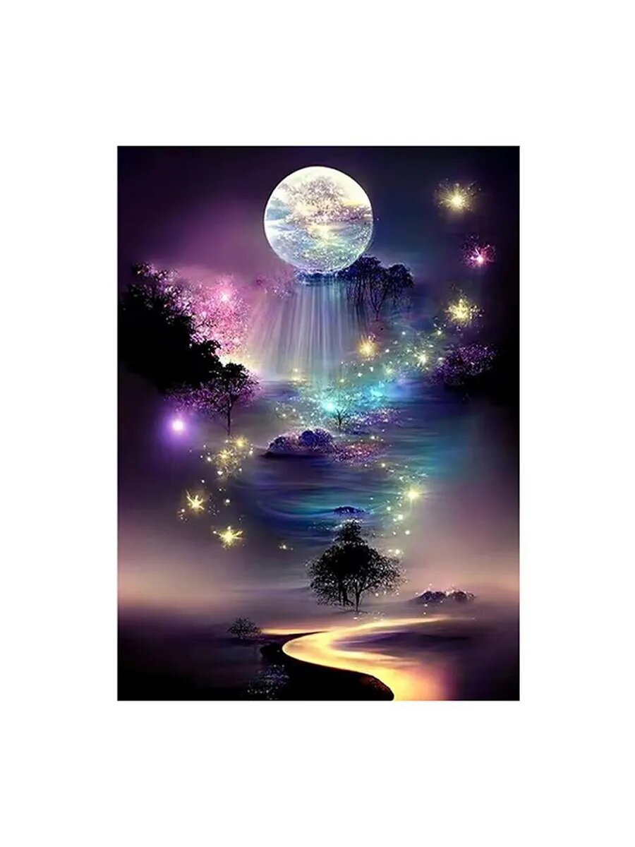 Алмазная мозаика на подрамнике 5D DIY/30x40 "Лунный водопад"