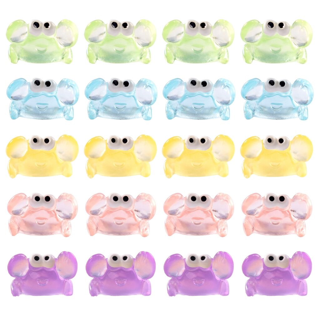 20 шт, светящиеся милые украшения в виде маленьких крабов (смешанные цвета)