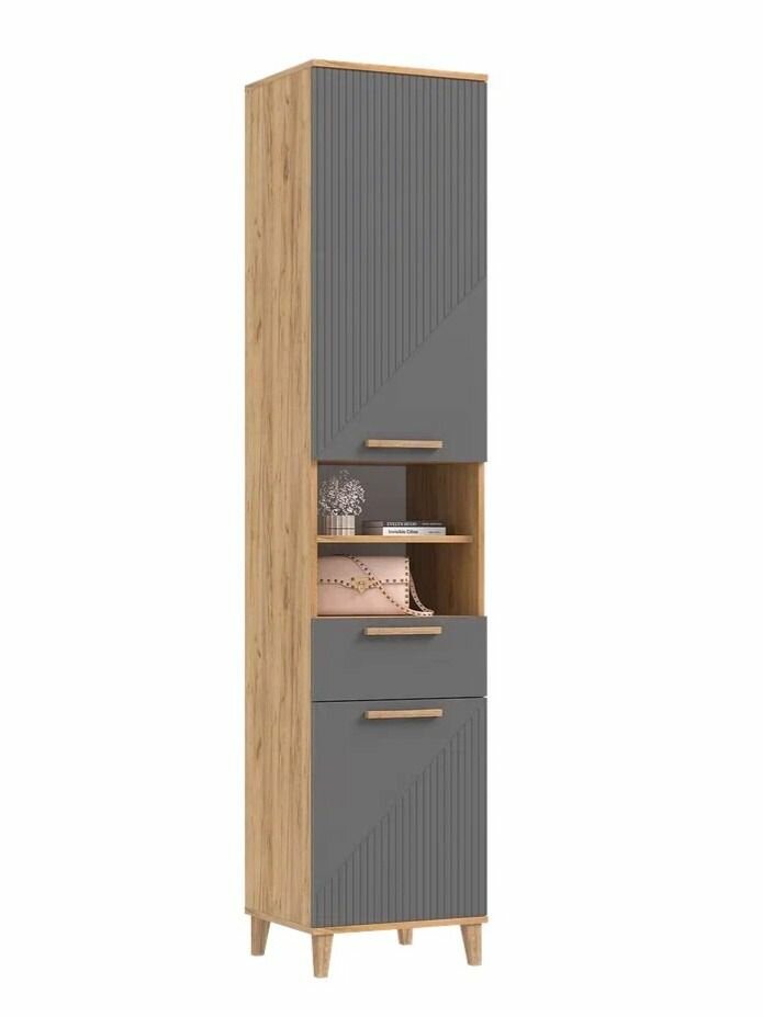 Ирис пенал открытый 45 см. Браш Графит, Дуб Крафт