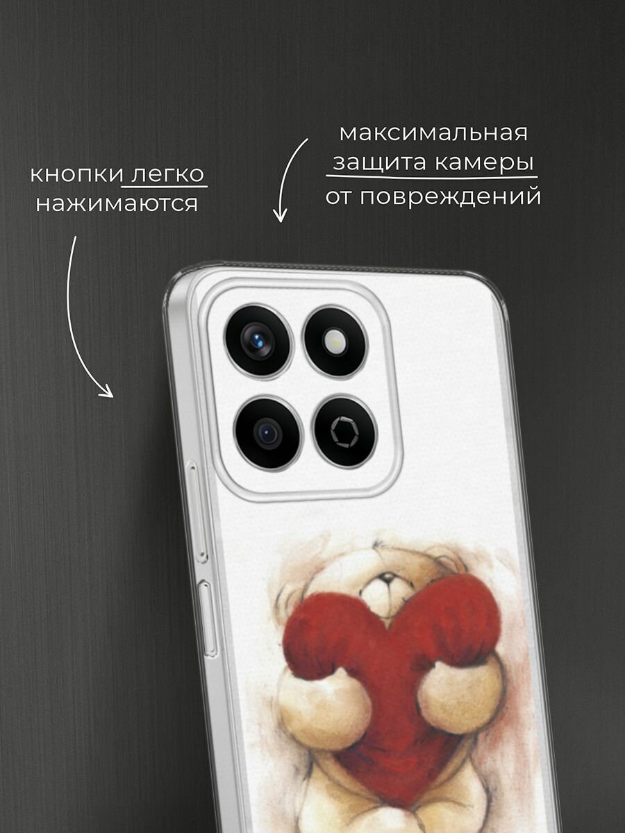 Чехол на Honor X7c / Хонор X7c с принтом "Мишка с сердцем 1" — фото 1