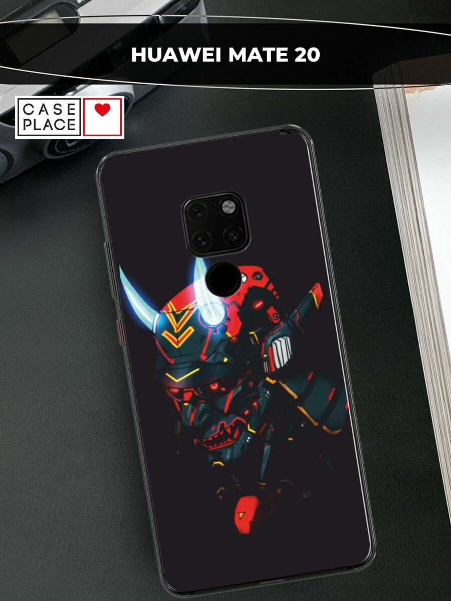 Чехол на Huawei Mate 20 / Хуавей Мате 20 с принтом "Неоновый самурай"