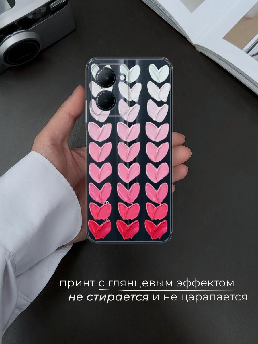 Чехол на Realme C33 / Реалми С33 с принтом "Градиент из сердечек" — фото 1