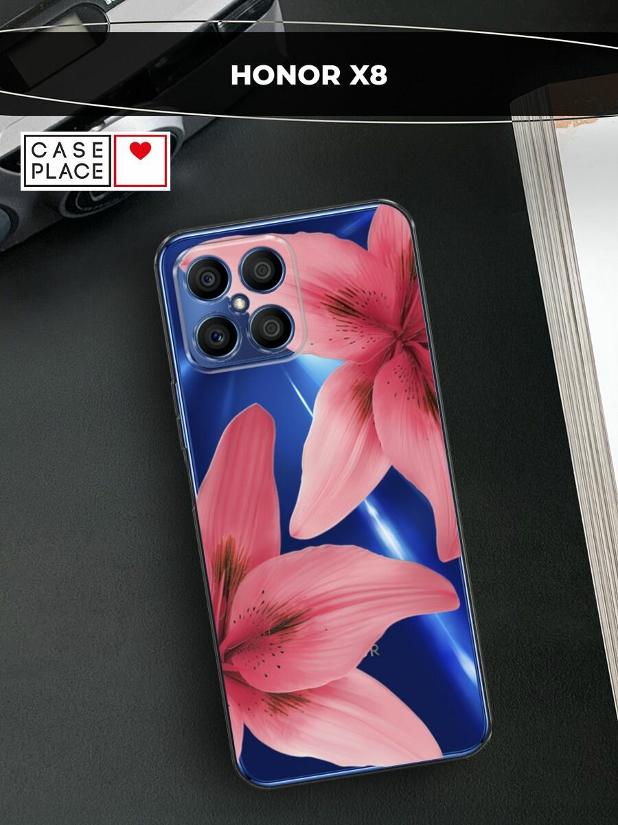 Чехол на Honor X8 / Хуавей X8 с принтом "Pink flower"
