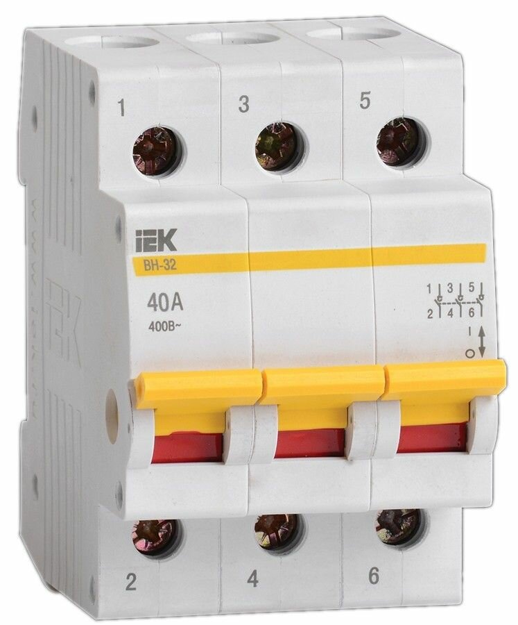 Выключатель автоматический IEK 40А, трехполюсный, монтаж на DIN рейку