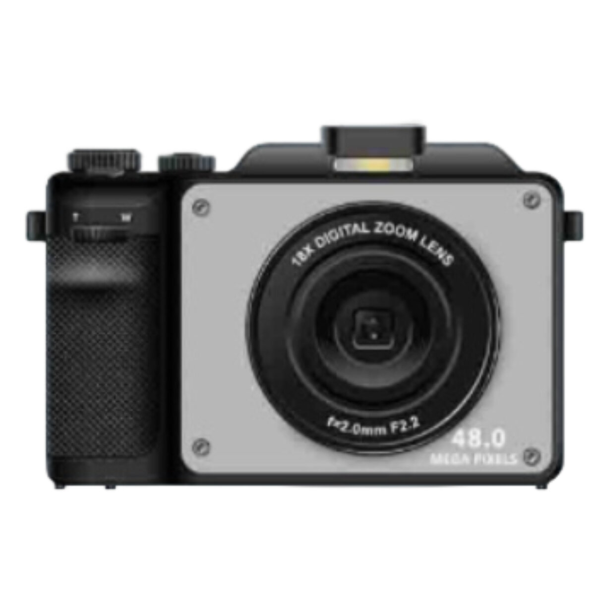 Портативная цифровая камера 48MP, 4K разрешение, 3,0 дюйма HD экран, 18x зум, фронтальная и задняя двойная камера, автофокус, функция анти-тряски с горячим башмаком, 1/4 дюйма винтовое отверстие, серый.