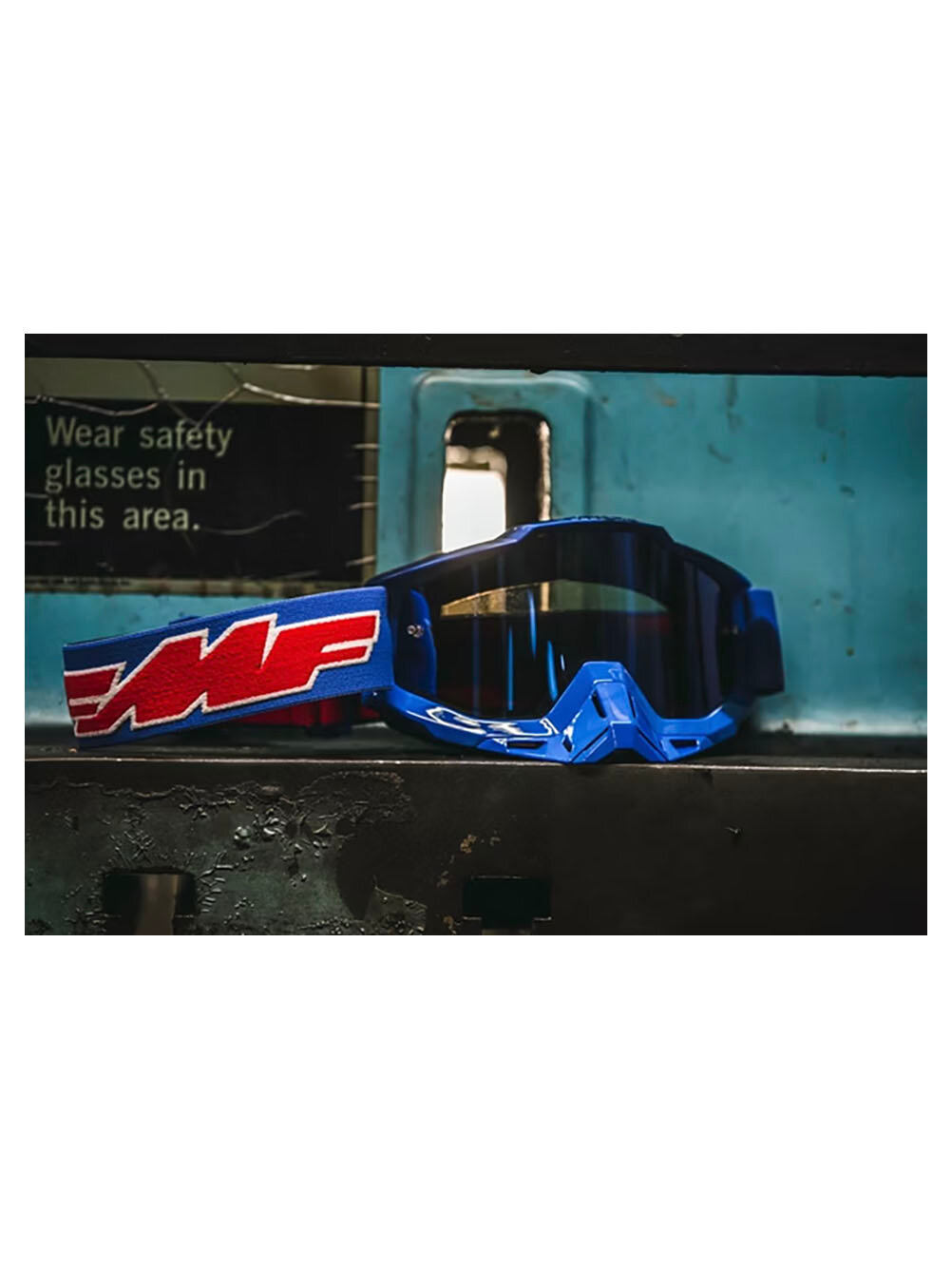 Маска кросс FMF Powerbomb Rocket Blue - прозрачная линза