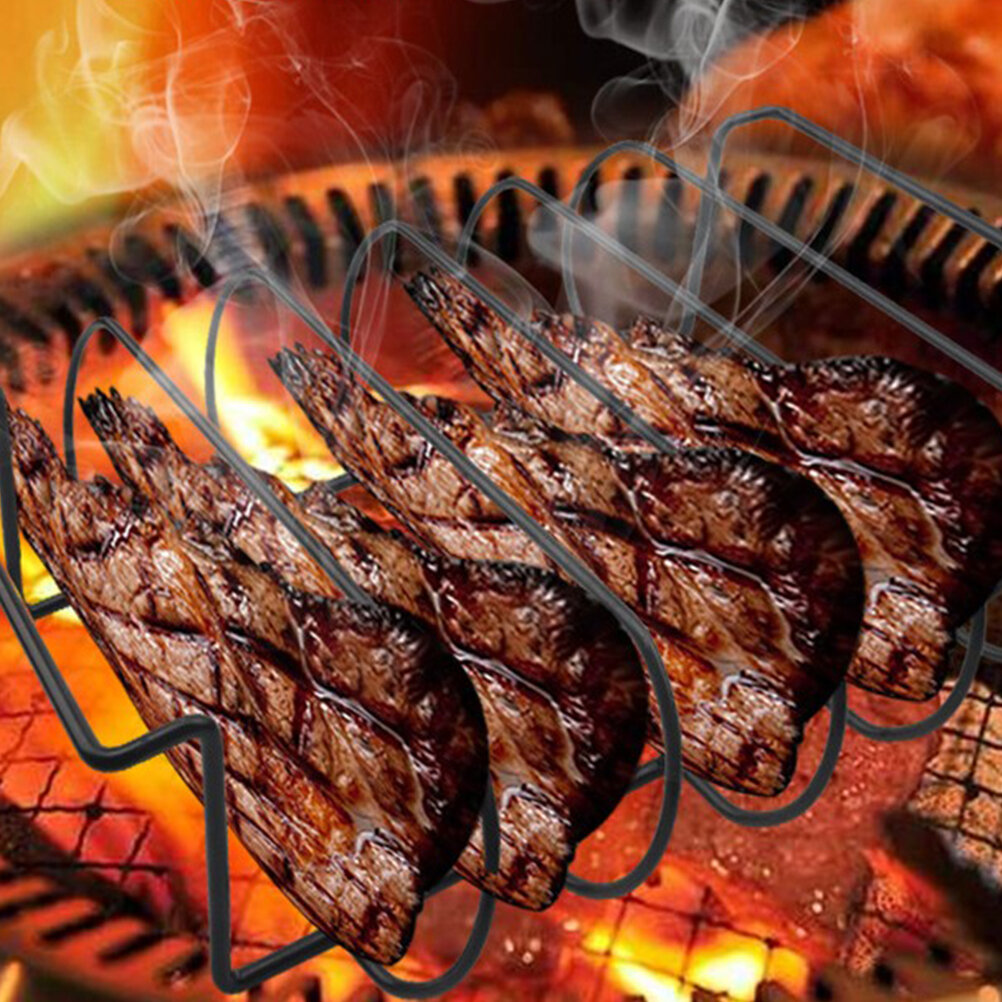 Стойка для ребер для гриля, антипригарные металлические инструменты для барбекю, держатели для стейков, подставка для гриля, кухонные аксессуары для барбекю на открытом воздухе