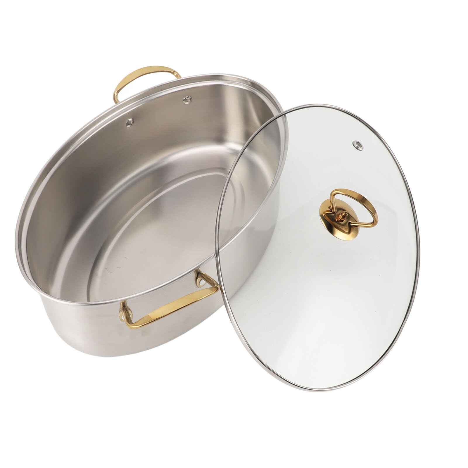 Кастрюля для приготовления рыбы на пару из нержавеющей стали 304, однослойная утолщенная многофункциональная овальная посуда с подставкой, керамическая кастрюля, патрон для кастрюли