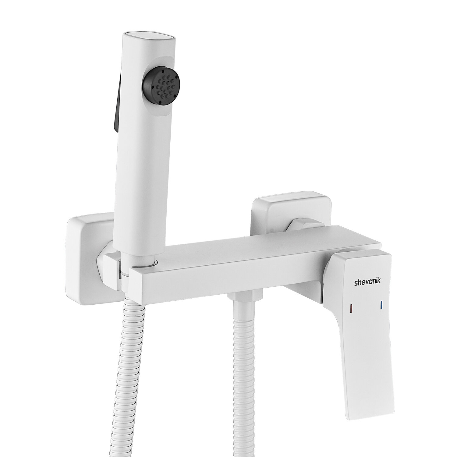 Гигиенический душ SHEVANIK S4005C-1, латунный, с держателем, цвет белый