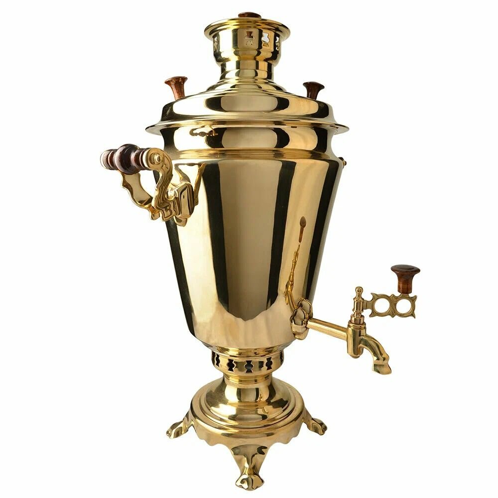 Самовар на дровах 5 литров формы Рюмка, золотой, категория Люкс