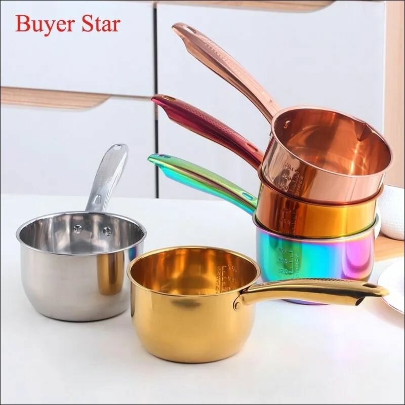 Ковш кухонный, нержавеющая сталь, 1л, золотистый, с фиксированной ручкой