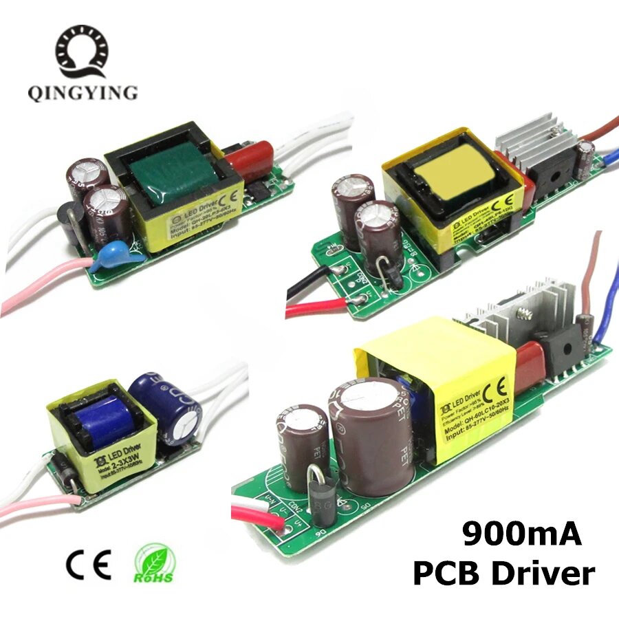 Трансформаторы освещения QINGYING 2/5/10 шт. 900 мА 10-60Вт 5pcs, 3-6x3w 900mA DC9-20V