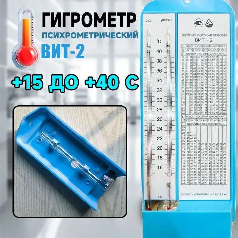 Гигрометр психрометрический ВИТ-2 (+15+40С) (Поверка июнь 2025 года)