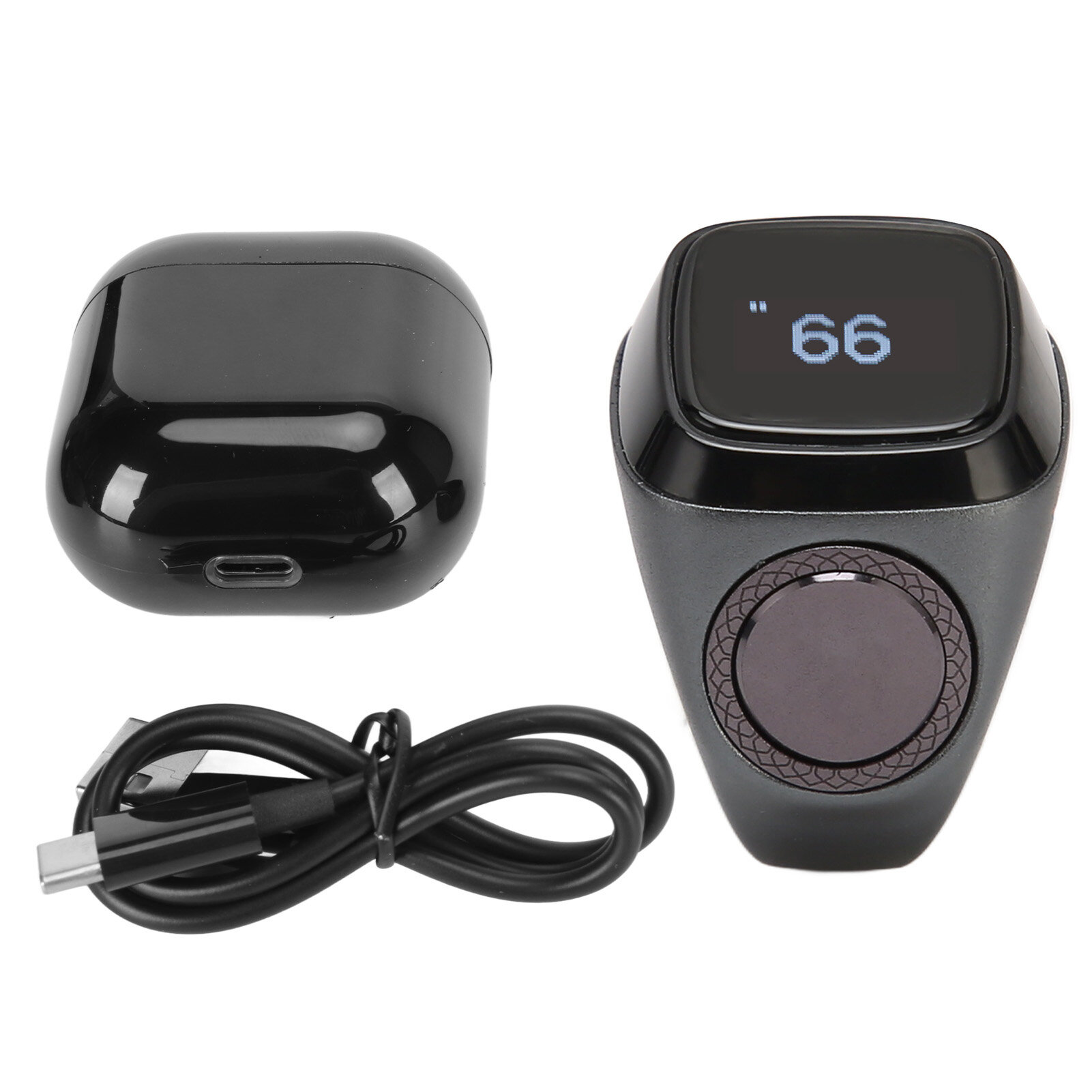 Умный счетчик кольца Bt 0,49 дюйма портативная 5 молитвенная вибрация тревоги Электронная счетчик 18 мм / 0,71 дюйма