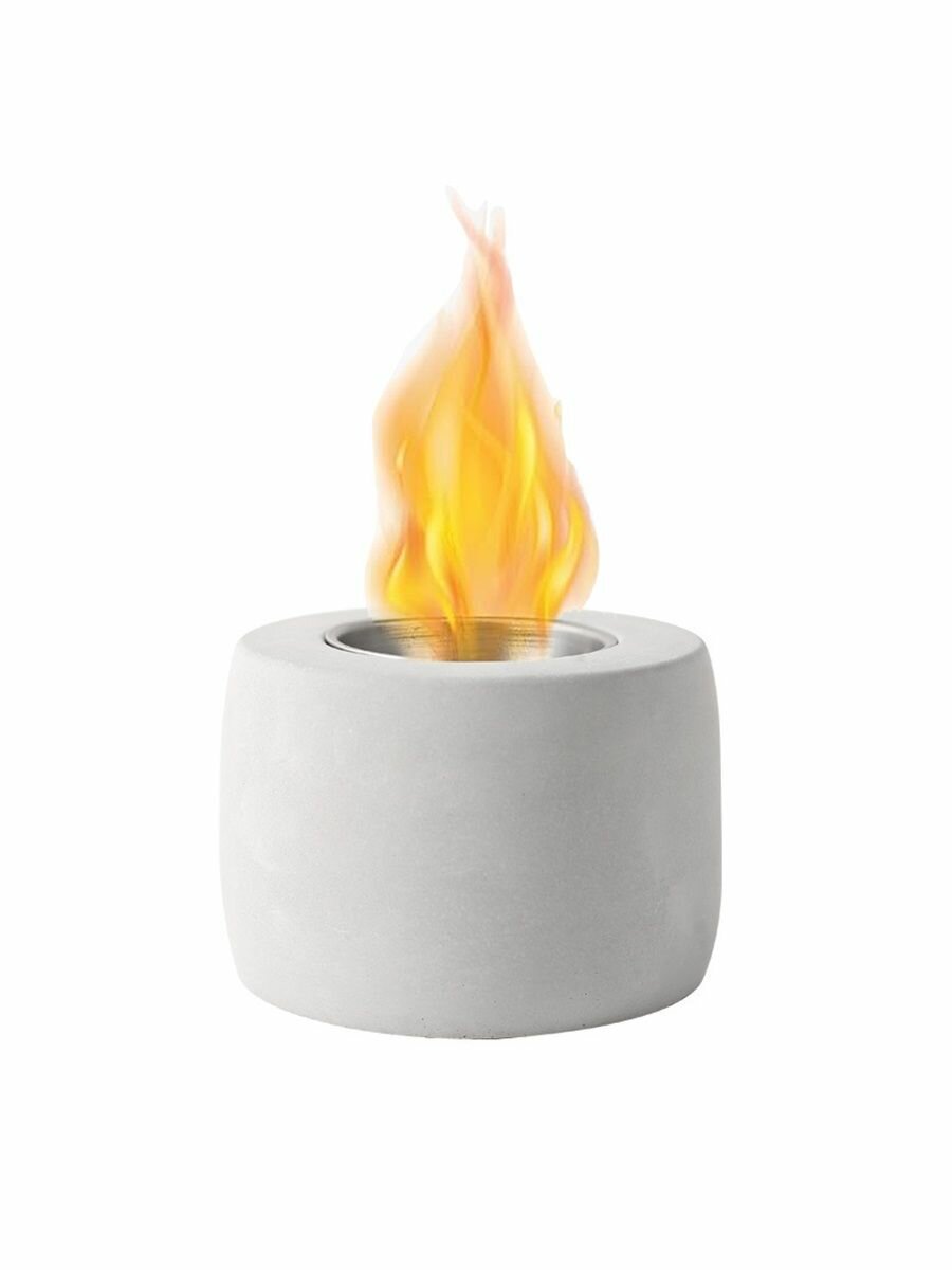Мини-камин настольный бетонный на биоэтаноле, портативный биокамин для дома и улицы, серый (комплект с топливным блоком и аксессуарами)
