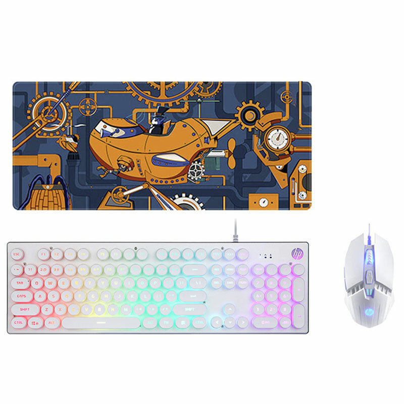 Комплект клавиатуры и мыши HP Rainbow White + M1 White Mouse, Extra-large gaming mouse pad