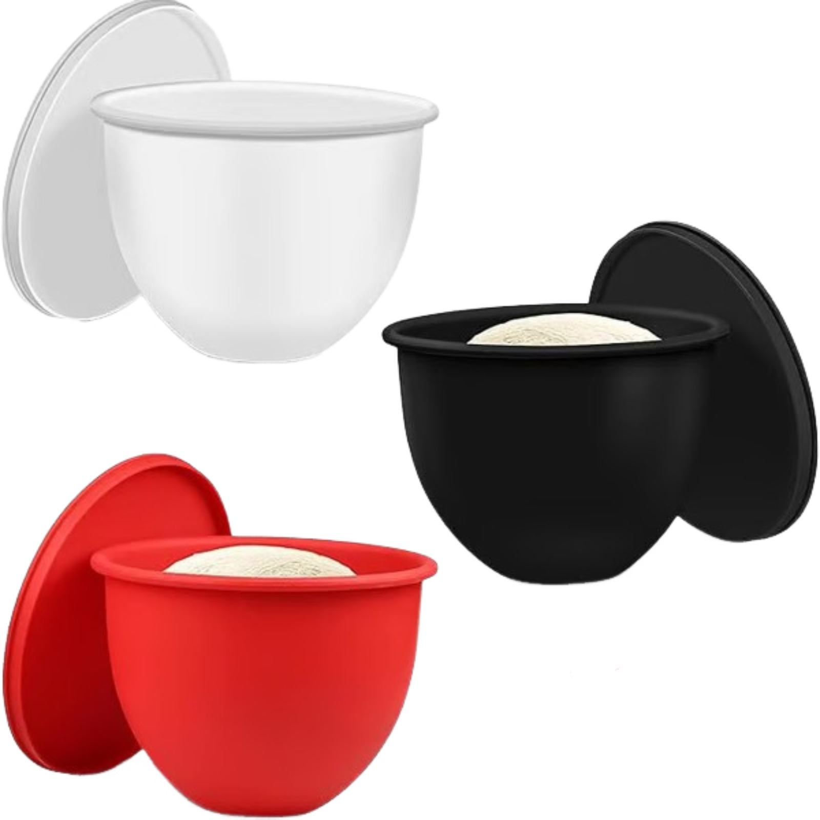 Гаска для KitchenAid с наклонной головкой 5 квинтов, включая силиконовые вкладыши (красный, черный, белый), диаметр крышки 230.9мм, диаметр горшка 226.8мм, высота бочки 186.57мм, совместимый с миксерами 5 квинтов с подъемной чашей, термостойкий от -40°C