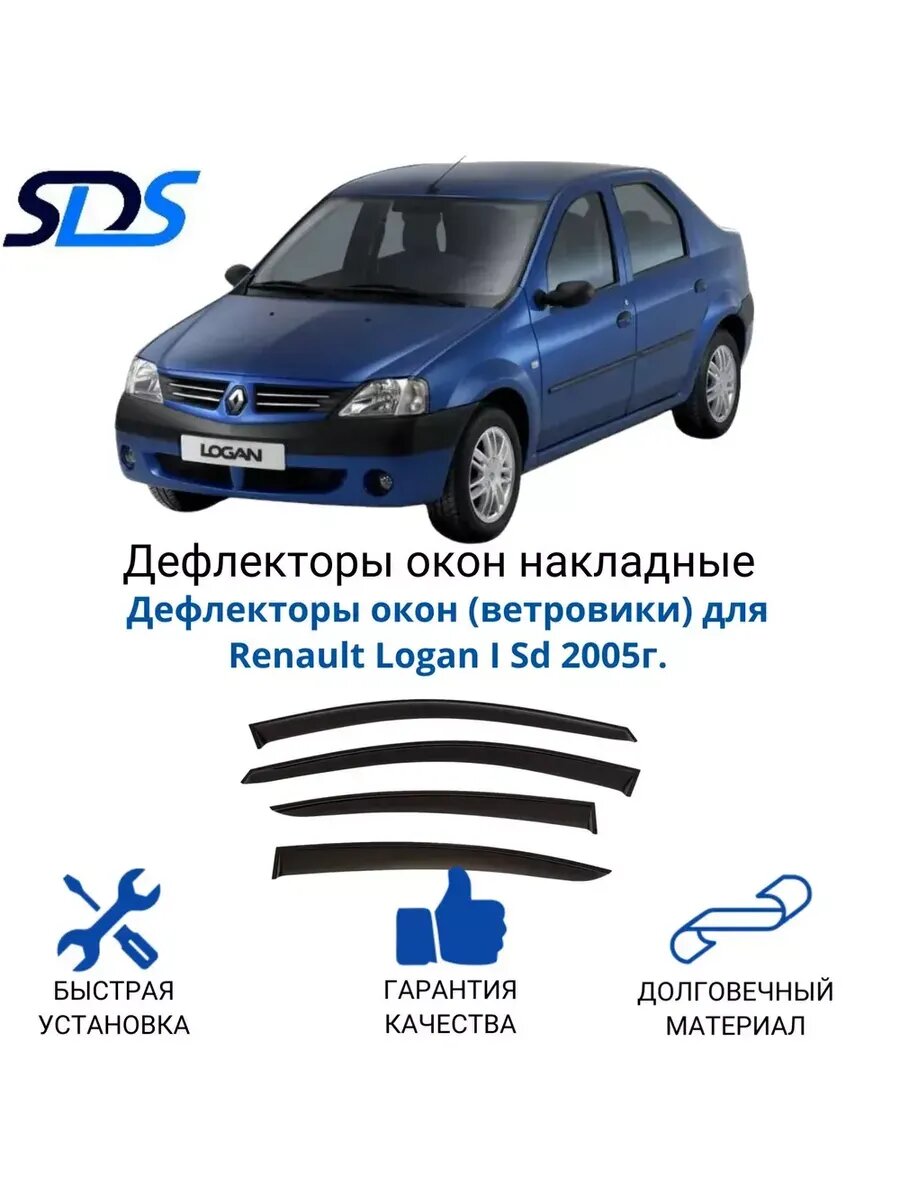 Дефлекторы окон Renault Logan I Sd 2005