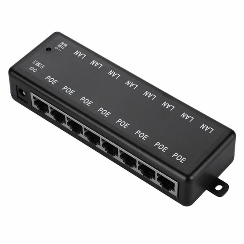 G6(QQOOJJZ))Инжектор POE, 8 портов, адаптер питания PoE, блок Ethernet совместим с сети видеонаблюдения, питание камеры POE через Ethernet, черный