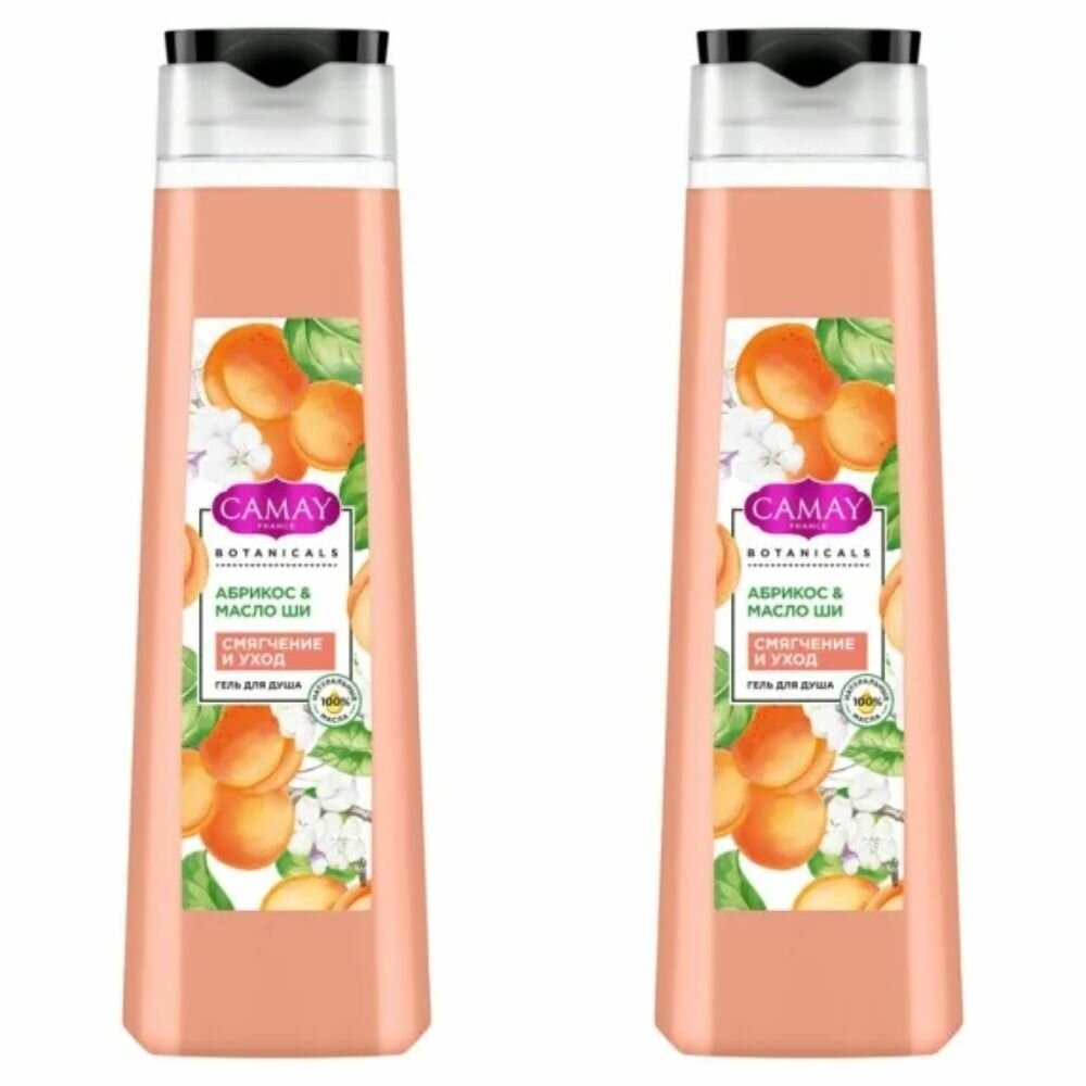 Camay Гель для душа, Абрикос и масло ши, 400 мл, 2 шт