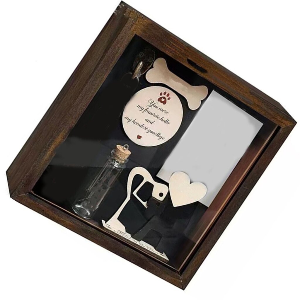 Собака Мемориальный Подарок Домашнее Животное Тени Коробка Метки Ошейник Дисплей Деревянная Рамка Для Фотографий