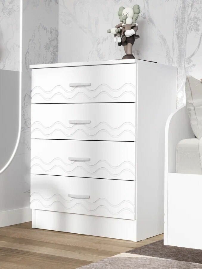 Комод Юниор-2 (Шарли Белый/Белый) 600х816х430 МИФ