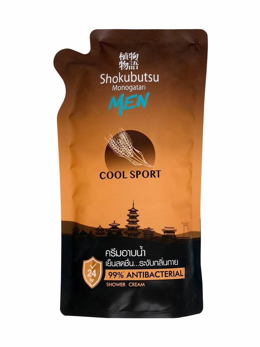 Мужской увлажняющий крем-гель для душа Lion Shokubutsu Cool sport 500 мл мягкая упаковка