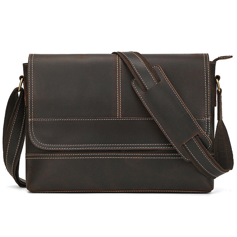 Новая сумка на плечо с магнитной пряжкой из кожи Crazy Horse 13-дюймовая сумка большой емкости,1.5,30, false,